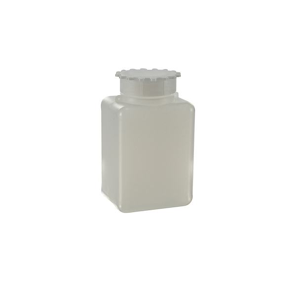 Wide mouth bottle graduated, rectangular, HDPE, with star cap - Blanc-Labo SA
