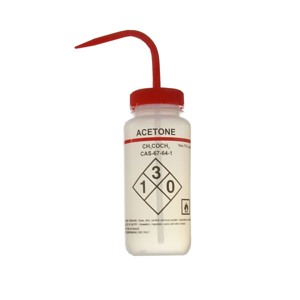 Safety wash bottle, labelled, with anti-drip system - Blanc-Labo SA
