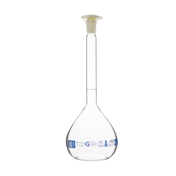 Volumetric flask class A with individual certificate and QR code ...
