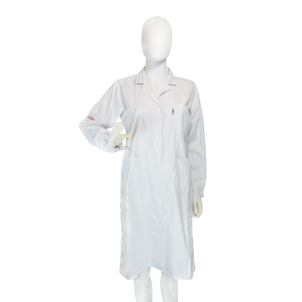 Lab-coat for women with snap button - Blanc-Labo SA